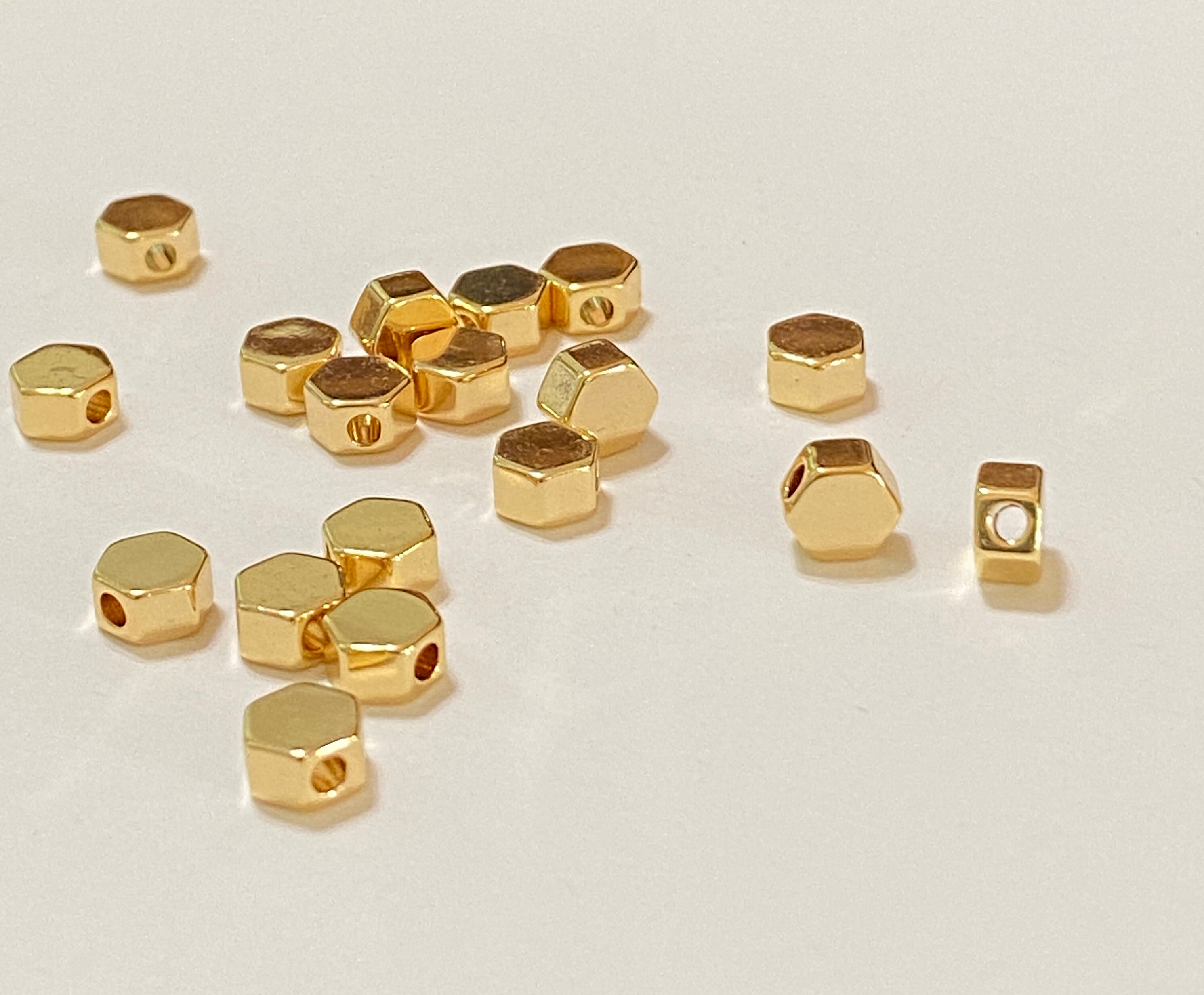 Real Gold Plated Hexagon Disc Brass Beads 5mm 20167 - Etsy