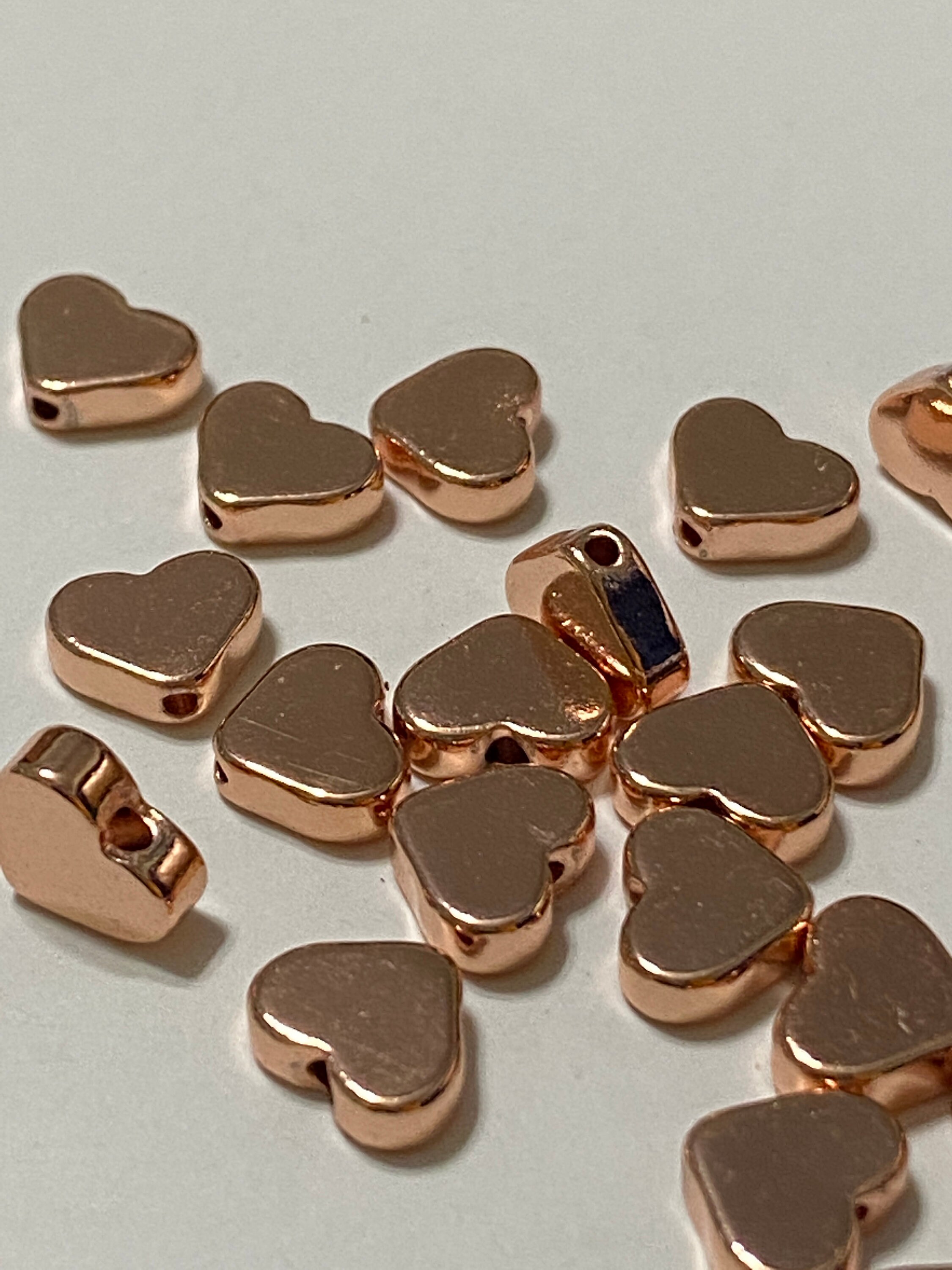 6 Rose Gold Heart Beads 8mm 20509 - Etsy Nederland