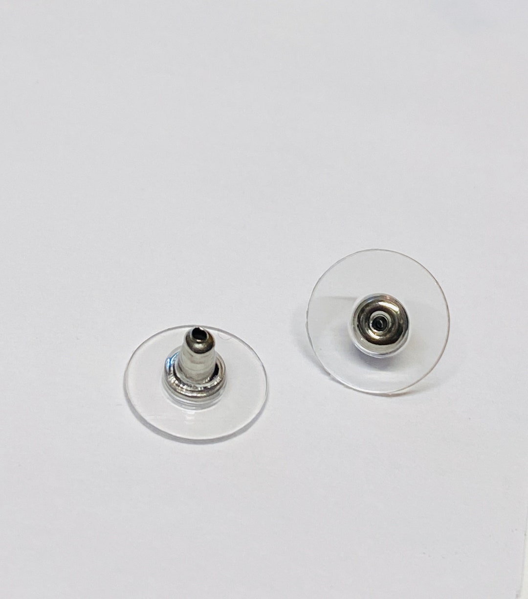 20 Surgical Stainless Steel Bullet Clutch Disc Earring Back Clear ...