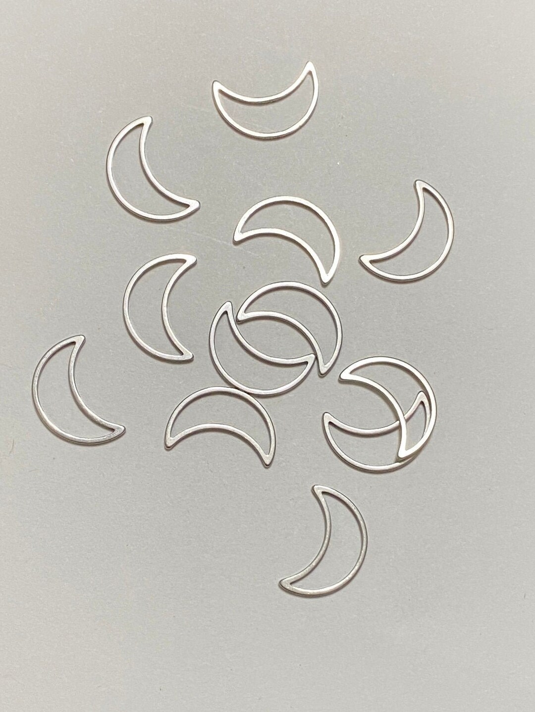 10 Stainless Steel Crescent Moon Open Cut Out Pendant Link 16mm ...