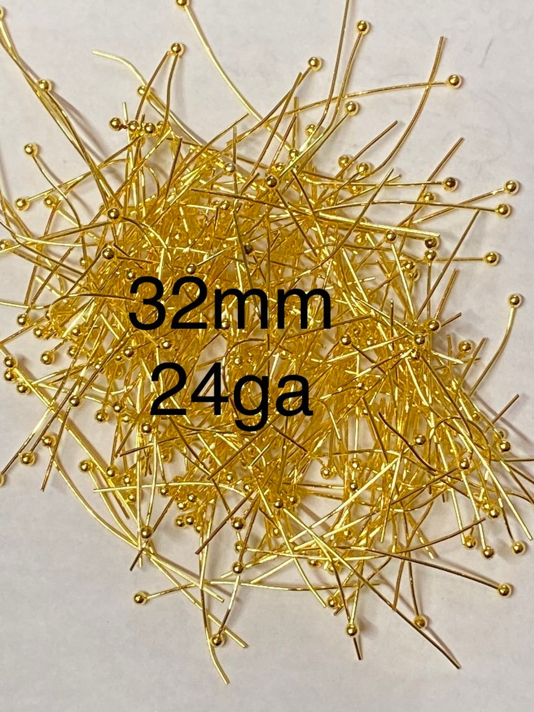 24 Ga 32mm Gold Plated Ball Head Pins 100-400pc(20949, 21513) - Etsy