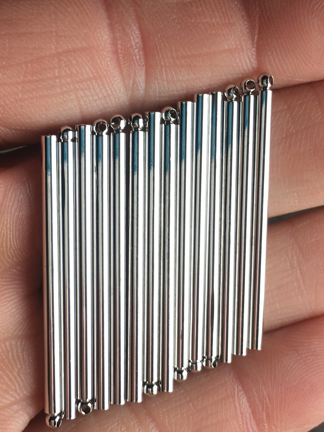 6 Round Stick Drops Platinum Plated Brass 35mm Anti Tarnish (19E911) - Etsy