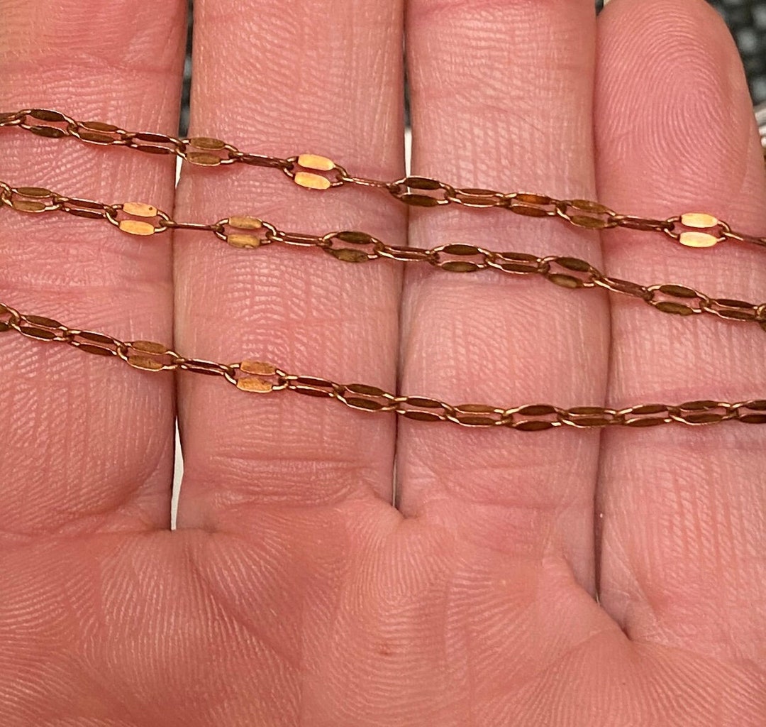 Antique Copper Plated Fancy Flat Oval Dapped Chain by the Foot Nickel ...