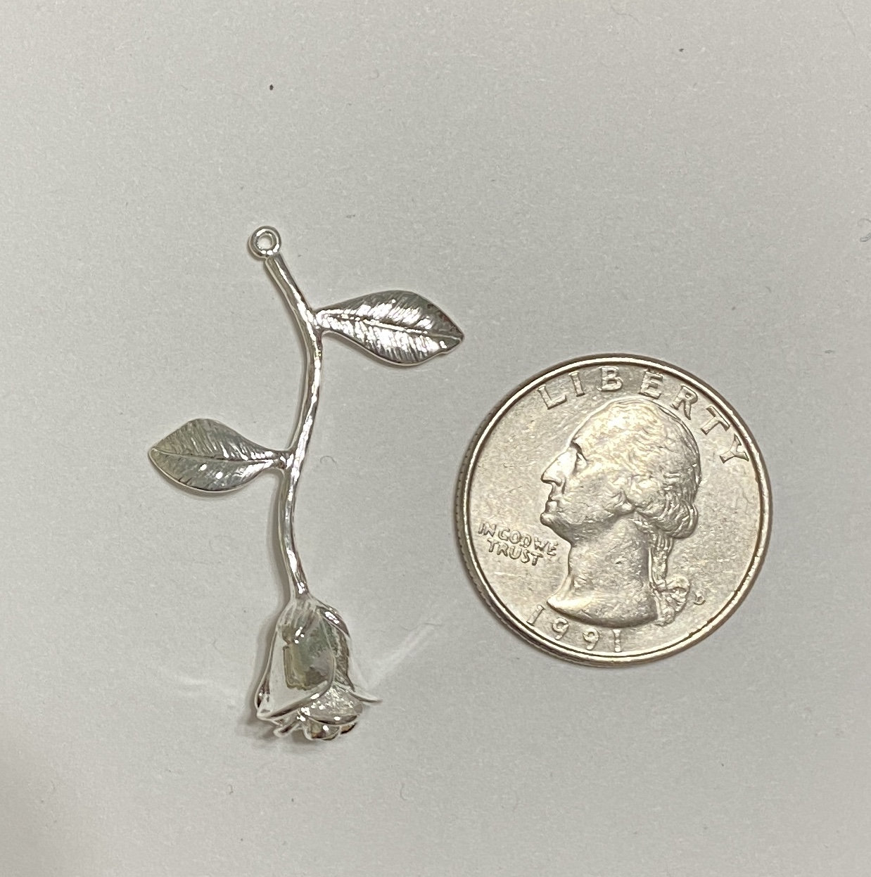 Gold Jewelry Gold Long Stem Rose Charm -rose Pendant Necklace - 10 ...