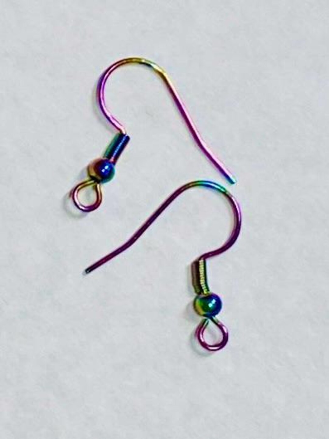 Rainbow Plated Stainless Steel Ear Wires Ball Coil Nickel Free (20859 ...