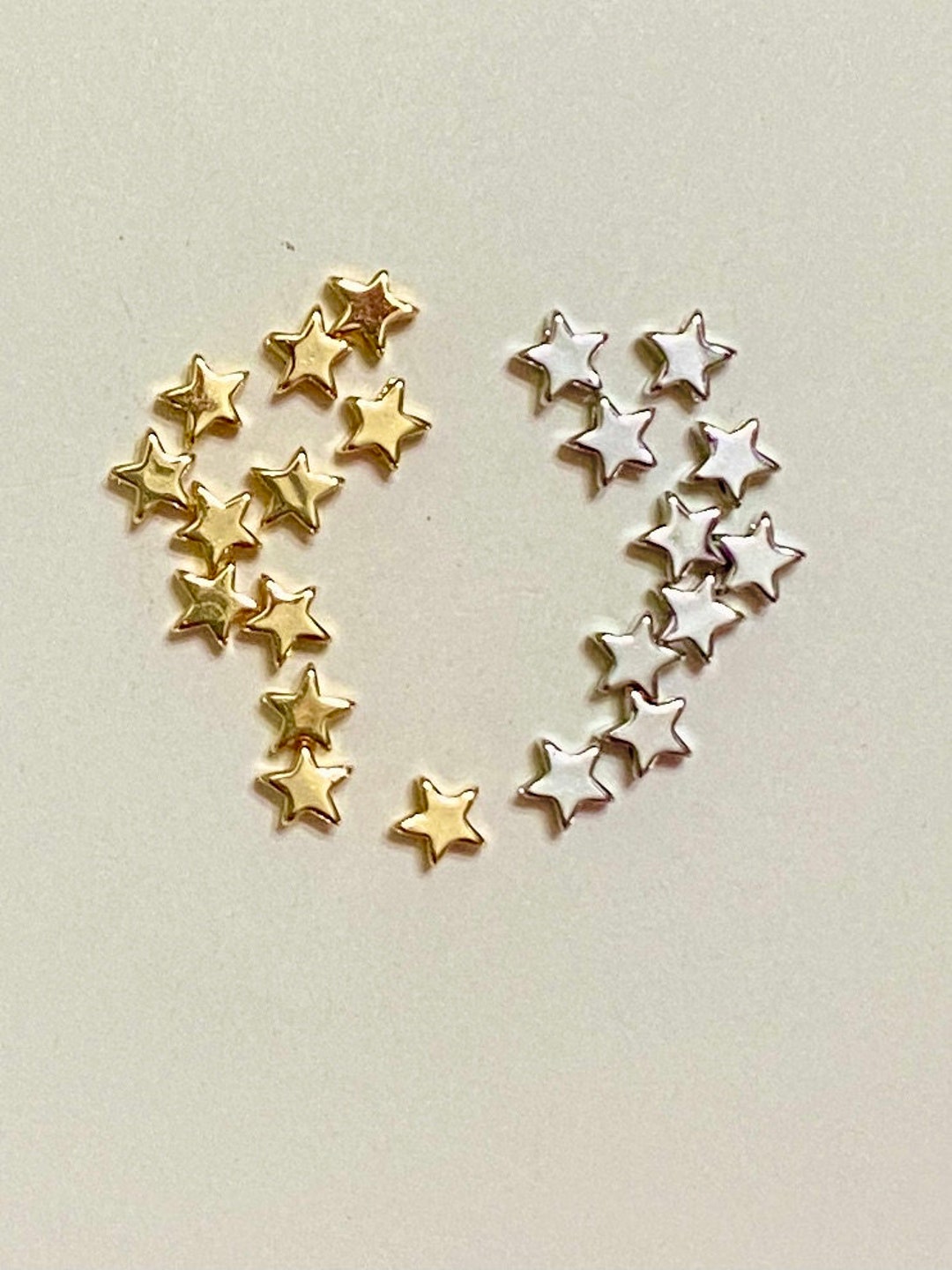 6 Tiny 5mm Star Beads 18K Gold or Platinum Plated Large Hole (20155 ...