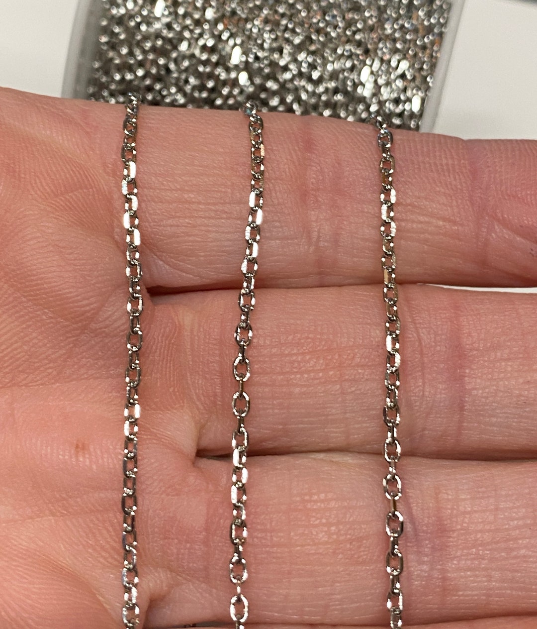 Stainless Steel Faceted Diamond Cut Oval Cable Chain 2.5 X 1.7 by the ...