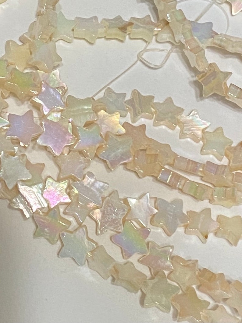 8mm AB Color White Ivory Shell Star Beads Full or Half Strands (20521 ...