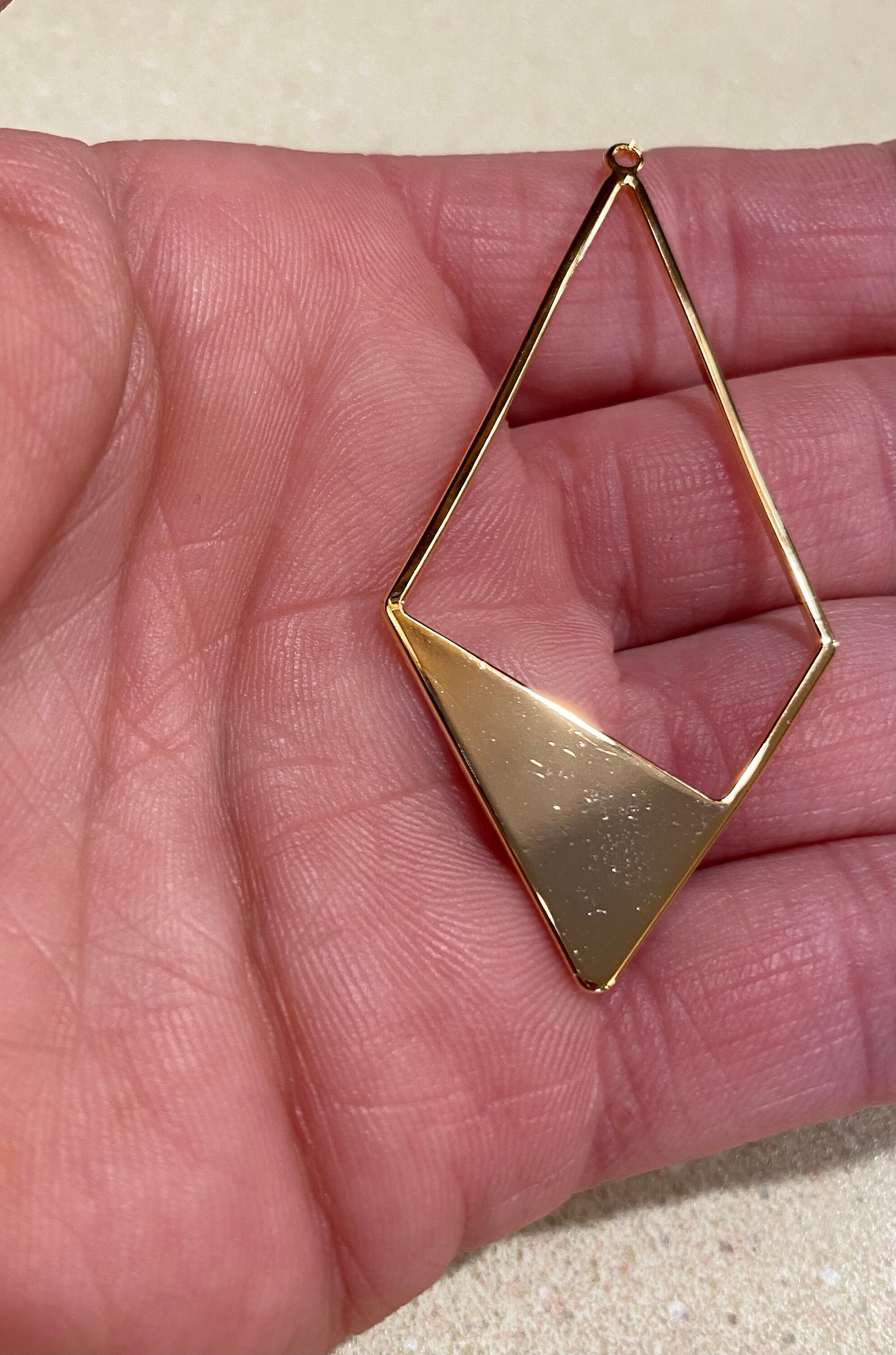 Large 18K Gold Plated Diamond Shaped Rhombus Pendant 20934 - Etsy