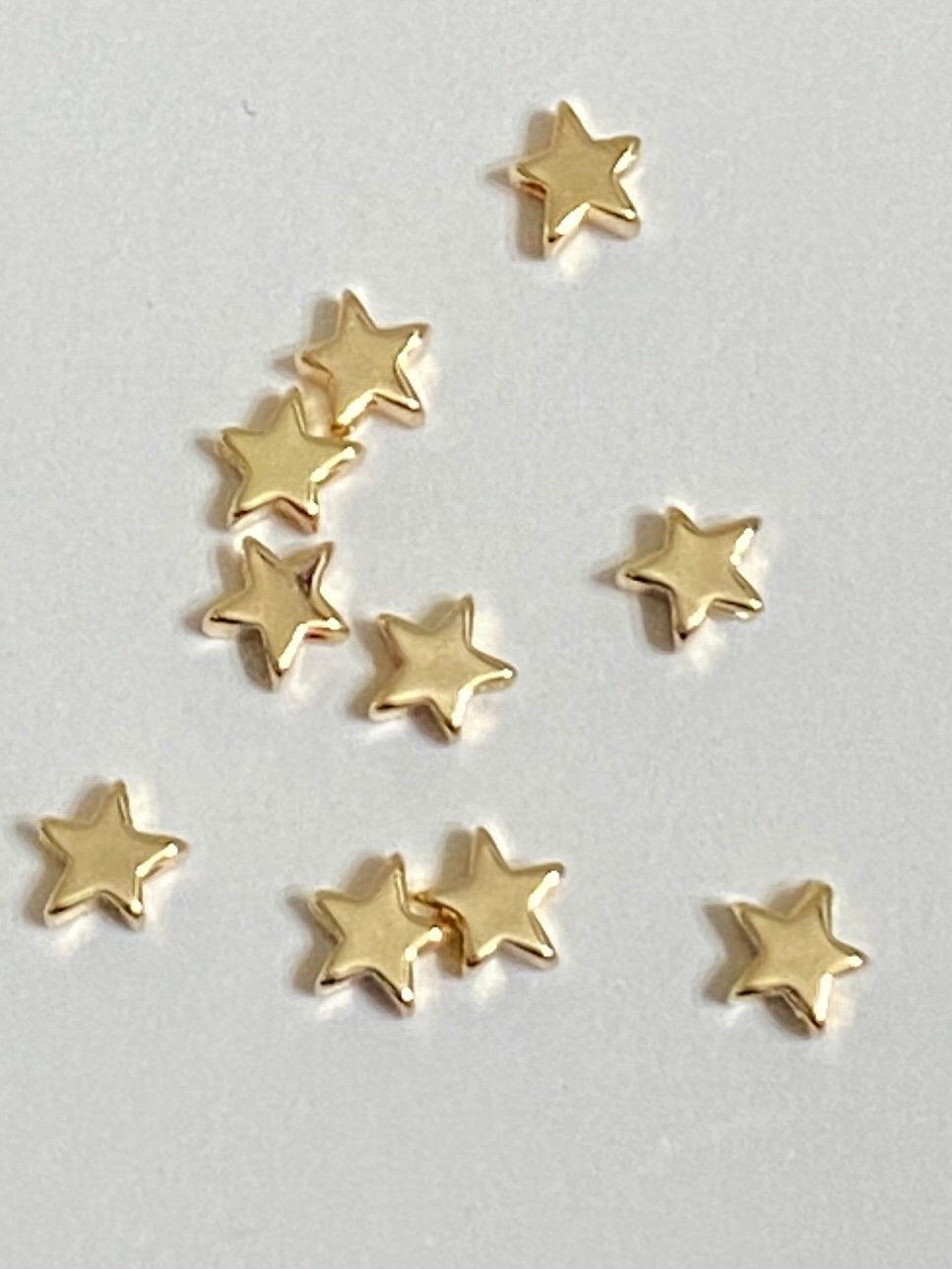 6 Tiny 5mm Star Beads 18K Gold or Platinum Plated Large Hole | Etsy