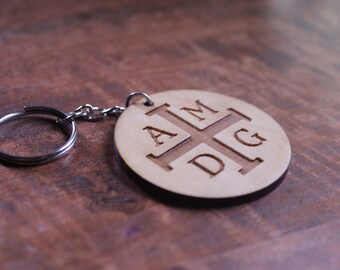 AMDG Leather Keychain - Etsy