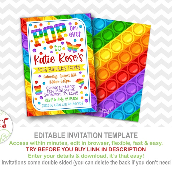 Popit Invitation - Etsy