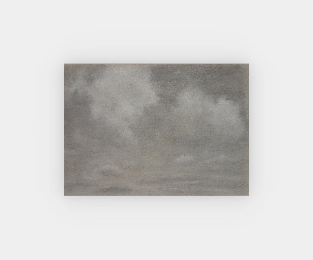 Clouds Original Pencil Drawing / 5x7 Cloudscape Wall Art / Charcoal Sketch Original Artwork ...