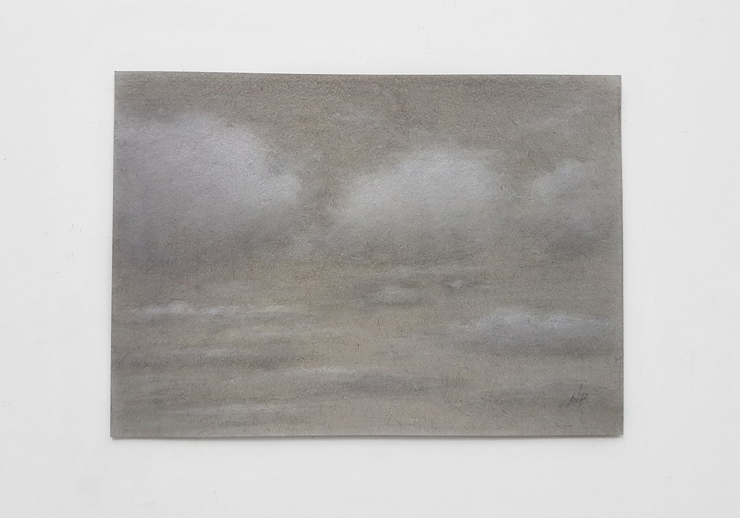 Clouds Charcoal Drawing / 5x7 Cloudscape Wall Art / Charcoal Sketch ...