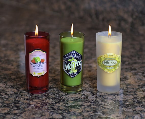 3-Piece Large Shot Glass Candle Gift Set with Scents of | Etsy