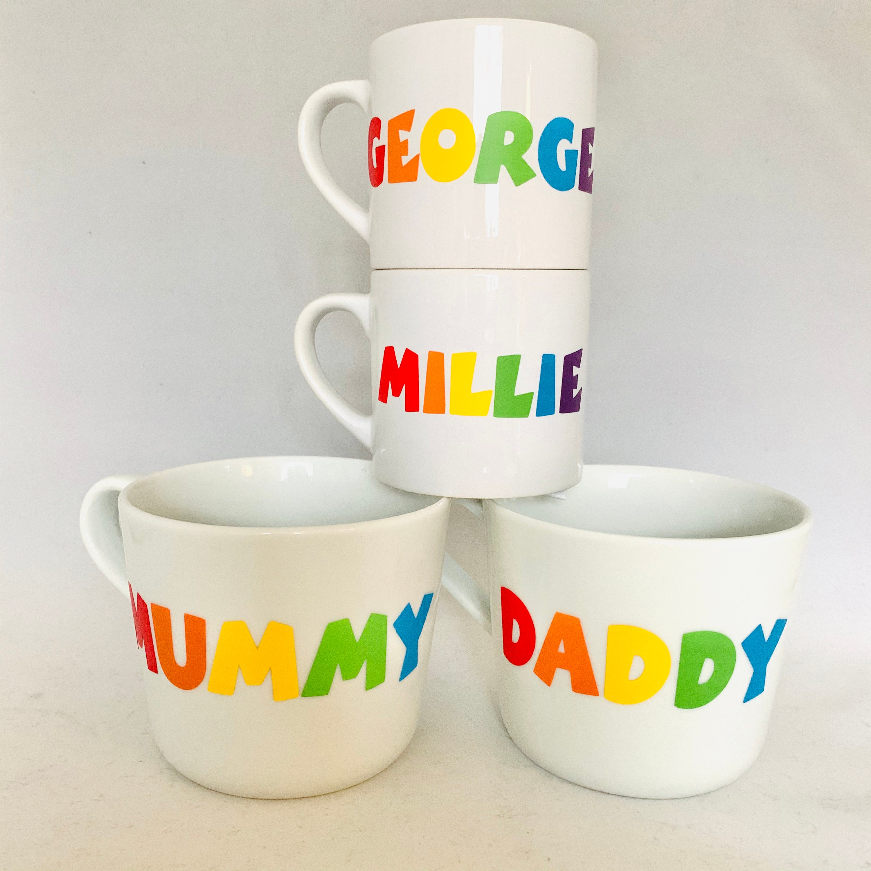 Personalised Children's Colourful Name Mugs / Cute - Etsy UK