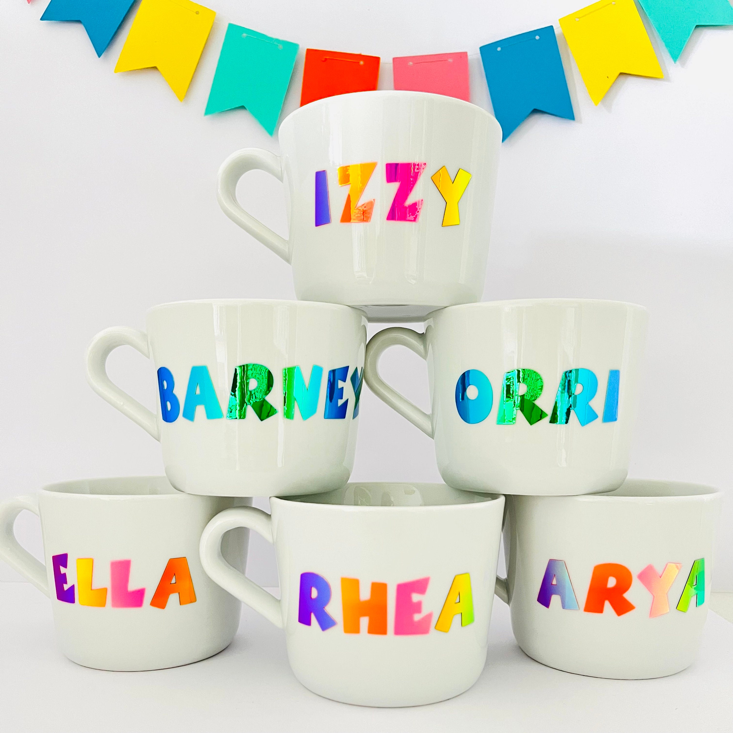 Personalised Children's Colourful Name Mugs / Cute - Etsy UK
