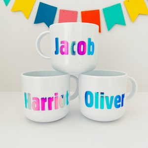 Personalised Children's Colourful Name Mugs, Colourful Kids Mugs for ...