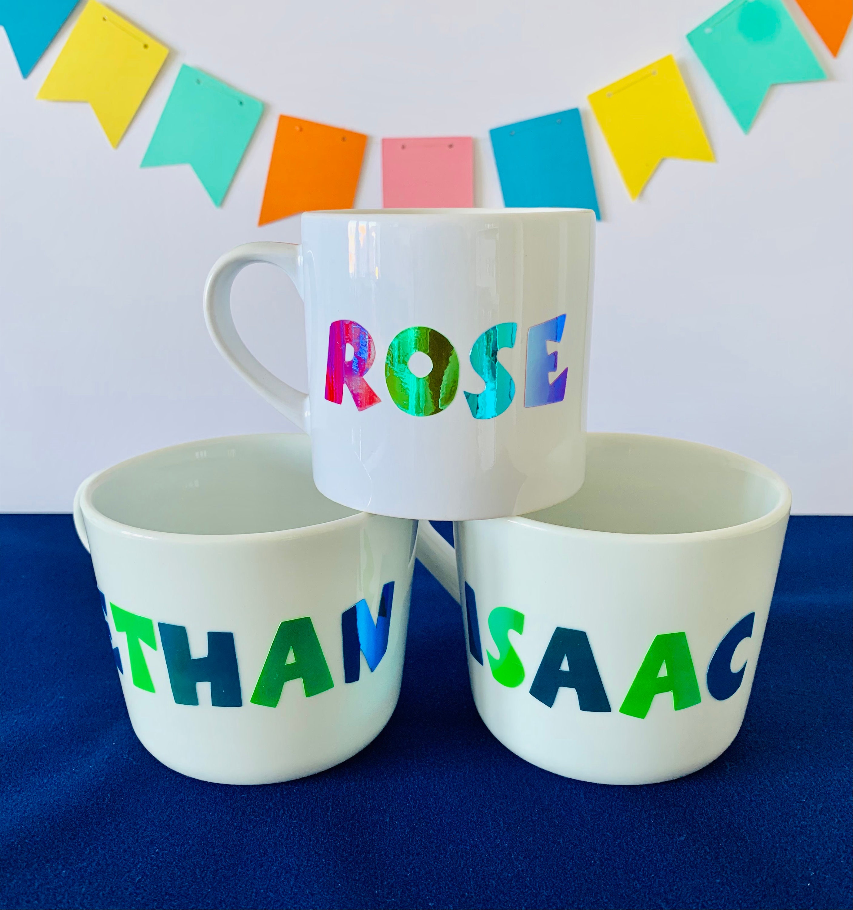 Personalised Children's Colourful Name Mugs / Cute | Etsy
