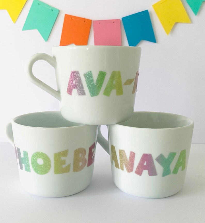 Personalised Children's Colourful Name Mugs / Cute - Etsy UK