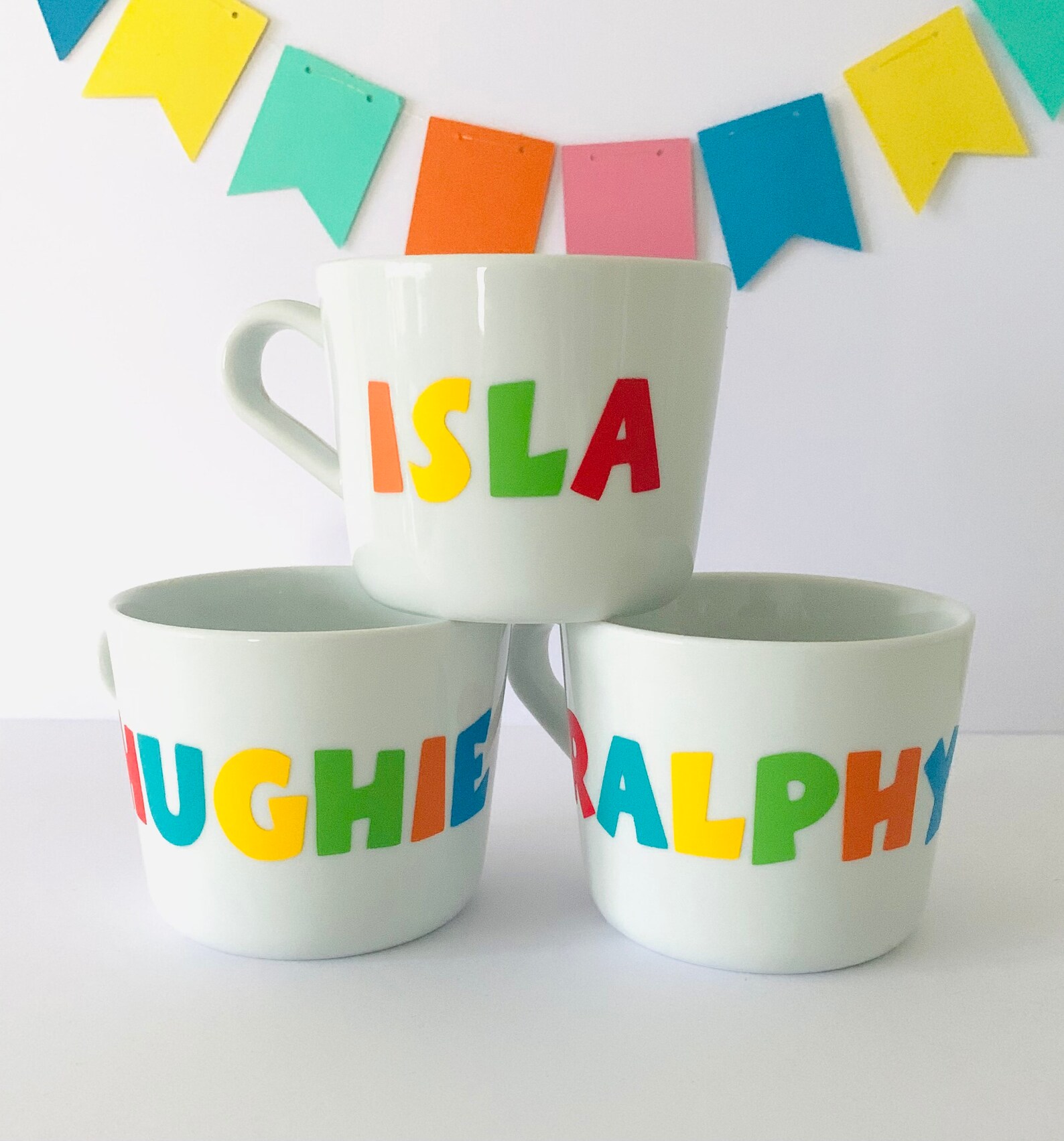 Personalised Children's Colourful Name Mugs / Cute | Etsy