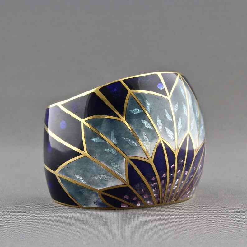 Vintage David Kuo Shiny Gold Cobalt and Light Blue and Purple | Etsy