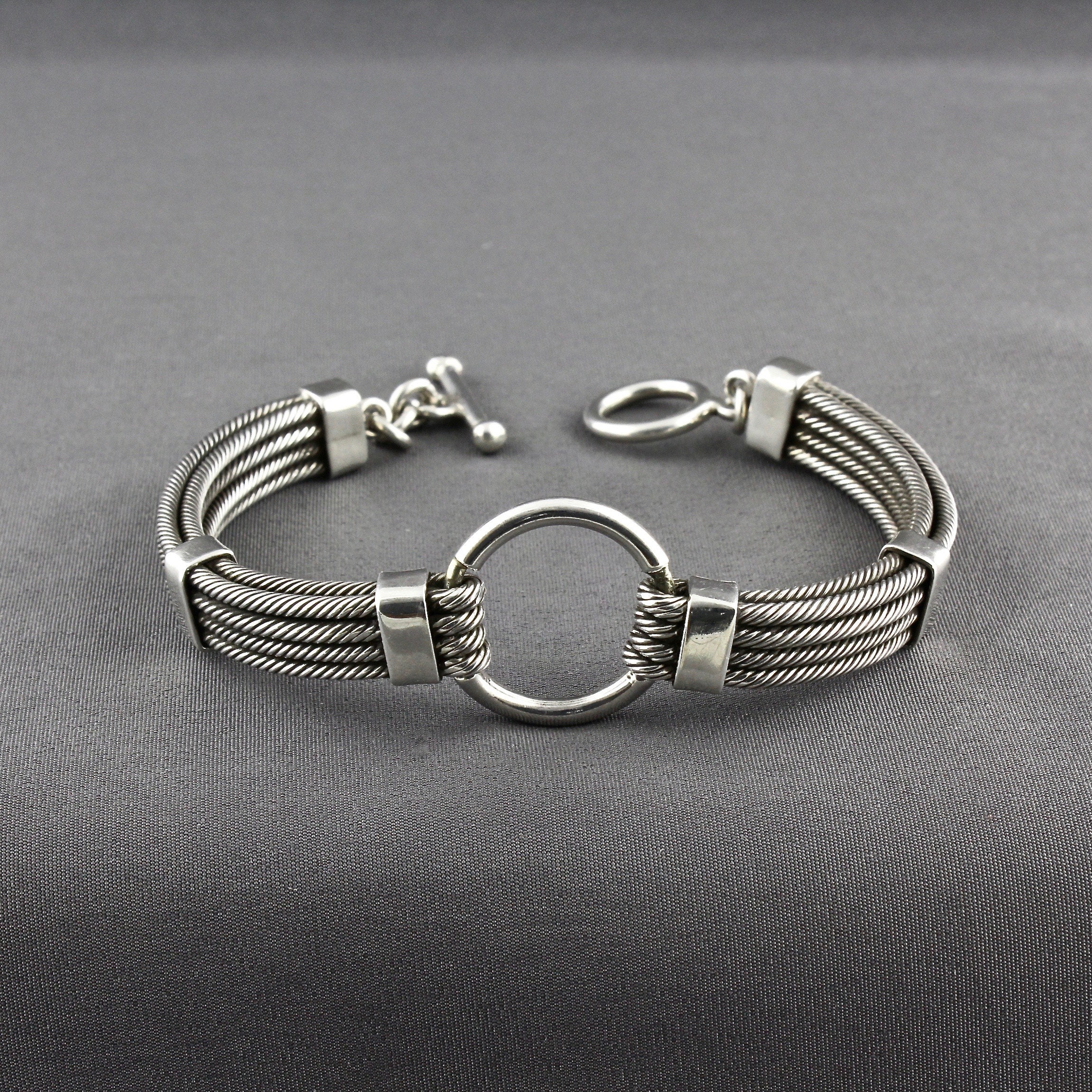 Vintage Mexican Sterling Silver Circle and Twisted Cable Rope - Etsy