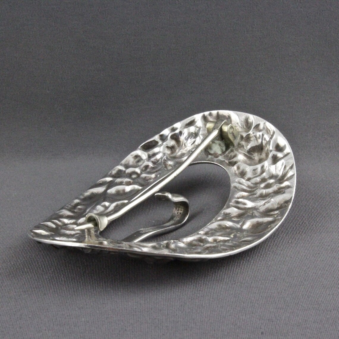 Vintage Stieff Sterling Silver Repousse Rose Pattern Sash Buckle Brooch ...