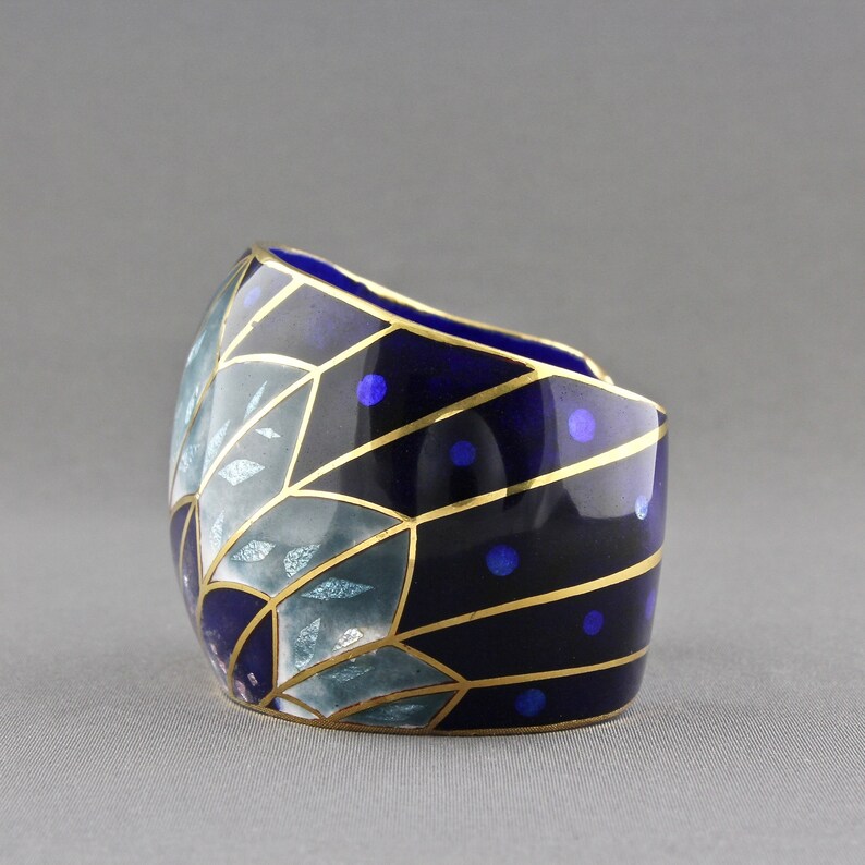 Vintage David Kuo Shiny Gold Cobalt and Light Blue and Purple | Etsy