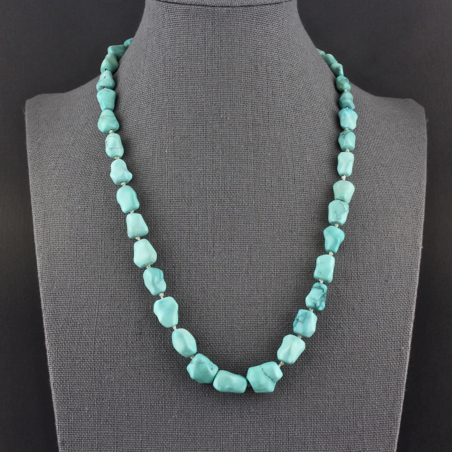 Vintage Chinese Knucklebone Blue Turquoise Knotted Graduated - Etsy