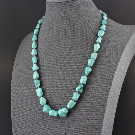 Vintage Chinese Knucklebone Blue Turquoise Knotted Gr… - Gem