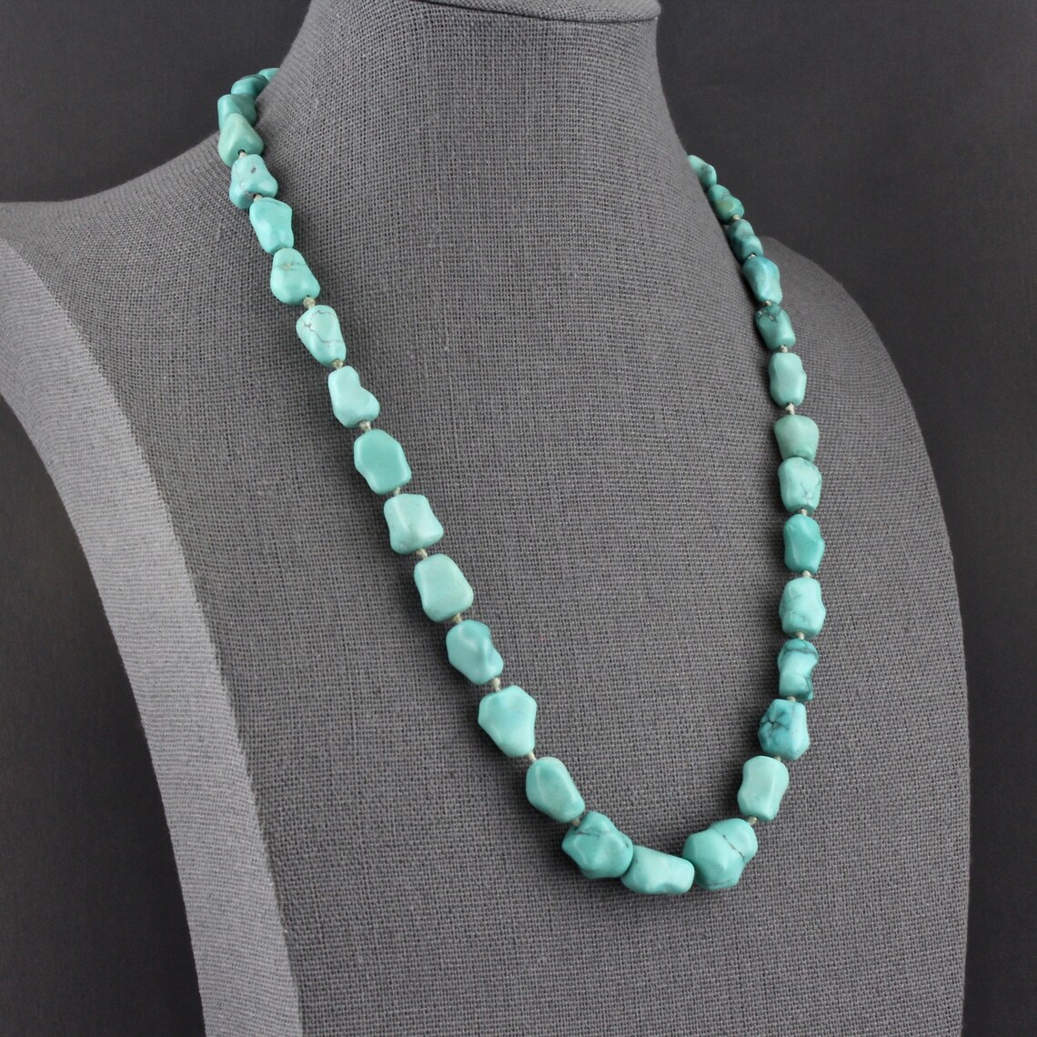 Vintage Chinese Knucklebone Blue Turquoise Knotted Graduated - Etsy