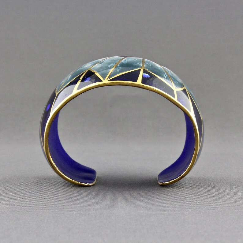 Vintage David Kuo Shiny Gold Cobalt and Light Blue and Purple | Etsy