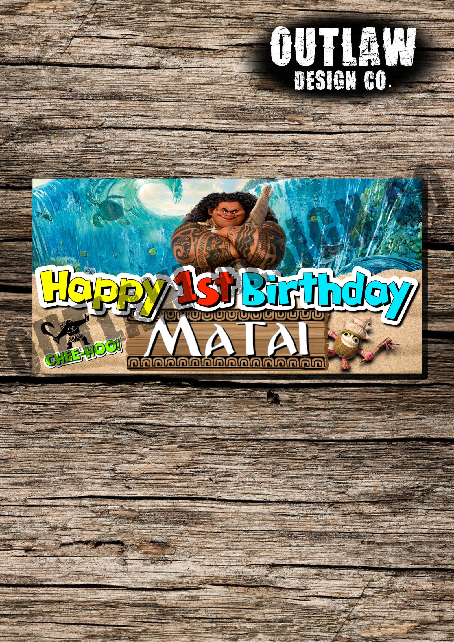 Maui Disney Moana Vaiana Birthday Party Backdrop Banner Personalized ...