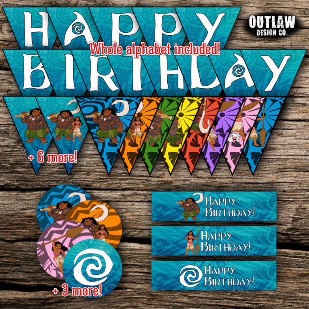 Moana Maui Birthday Party Pack Bundle Disney Vaiana Birthday Boy Girl ...