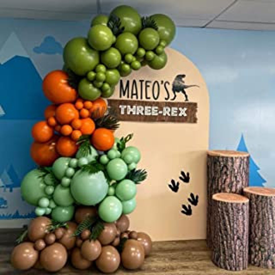 Greens and Orange Balloon Garland Kit Three-rex Party Theme - Etsy