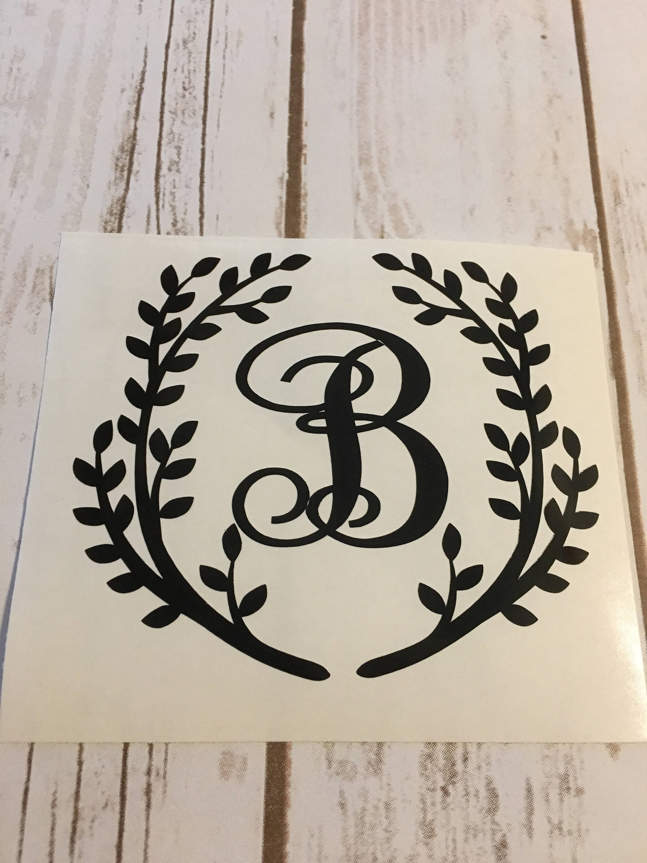 Laurel Frame Monogram Laurel Single Letter Decal Laurel - Etsy