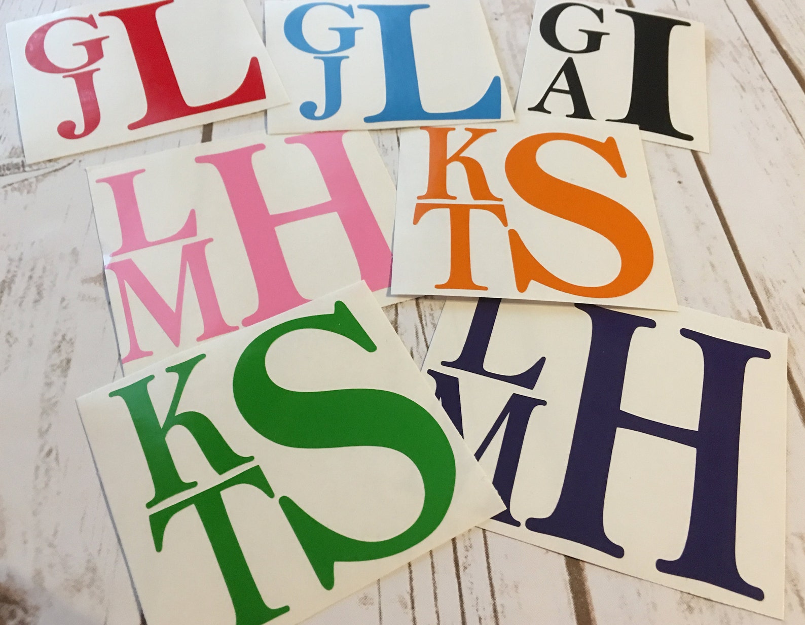 Monogram Decal Three Letter Monogram Decal Square Monogram - Etsy