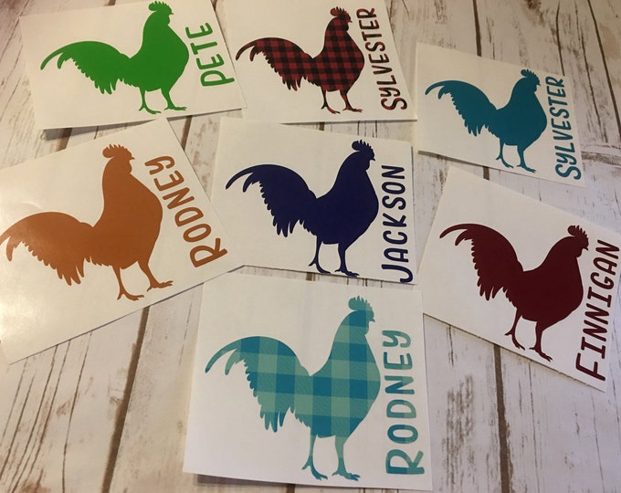 Rooster Decal - Monogram Decal - Personalized Rooster Decal - Tumbler ...