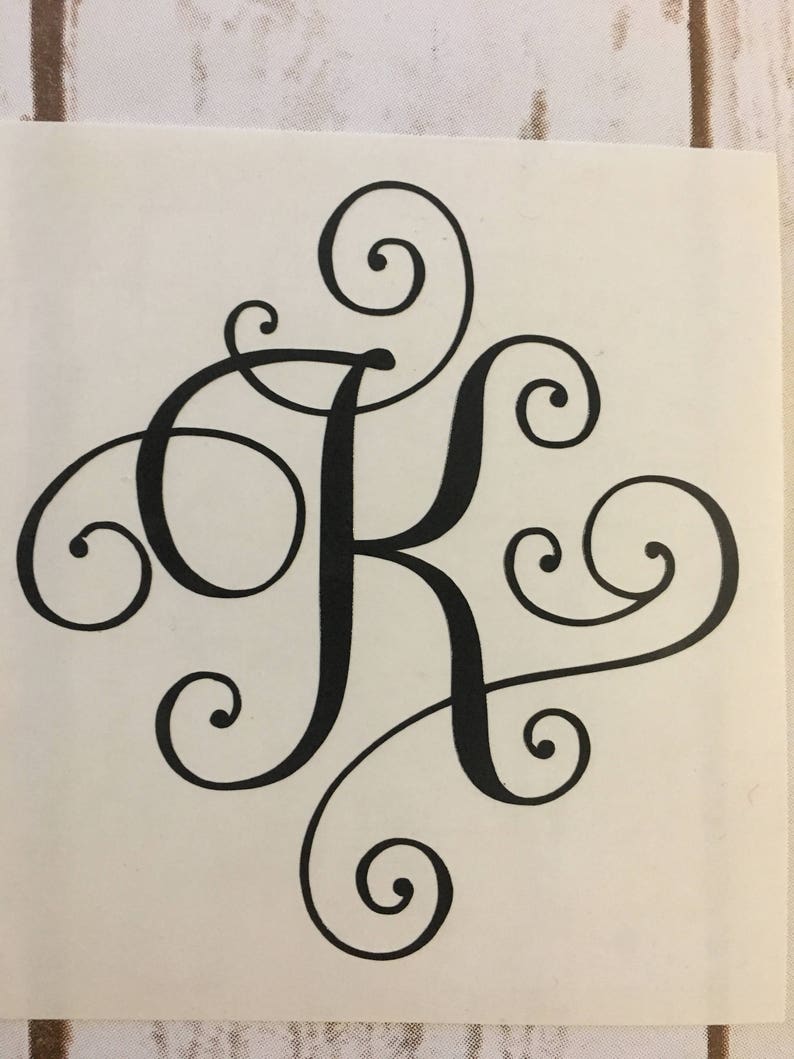 Single Letter Decal Scroll Letter Vinyl Decal Swirly | Etsy