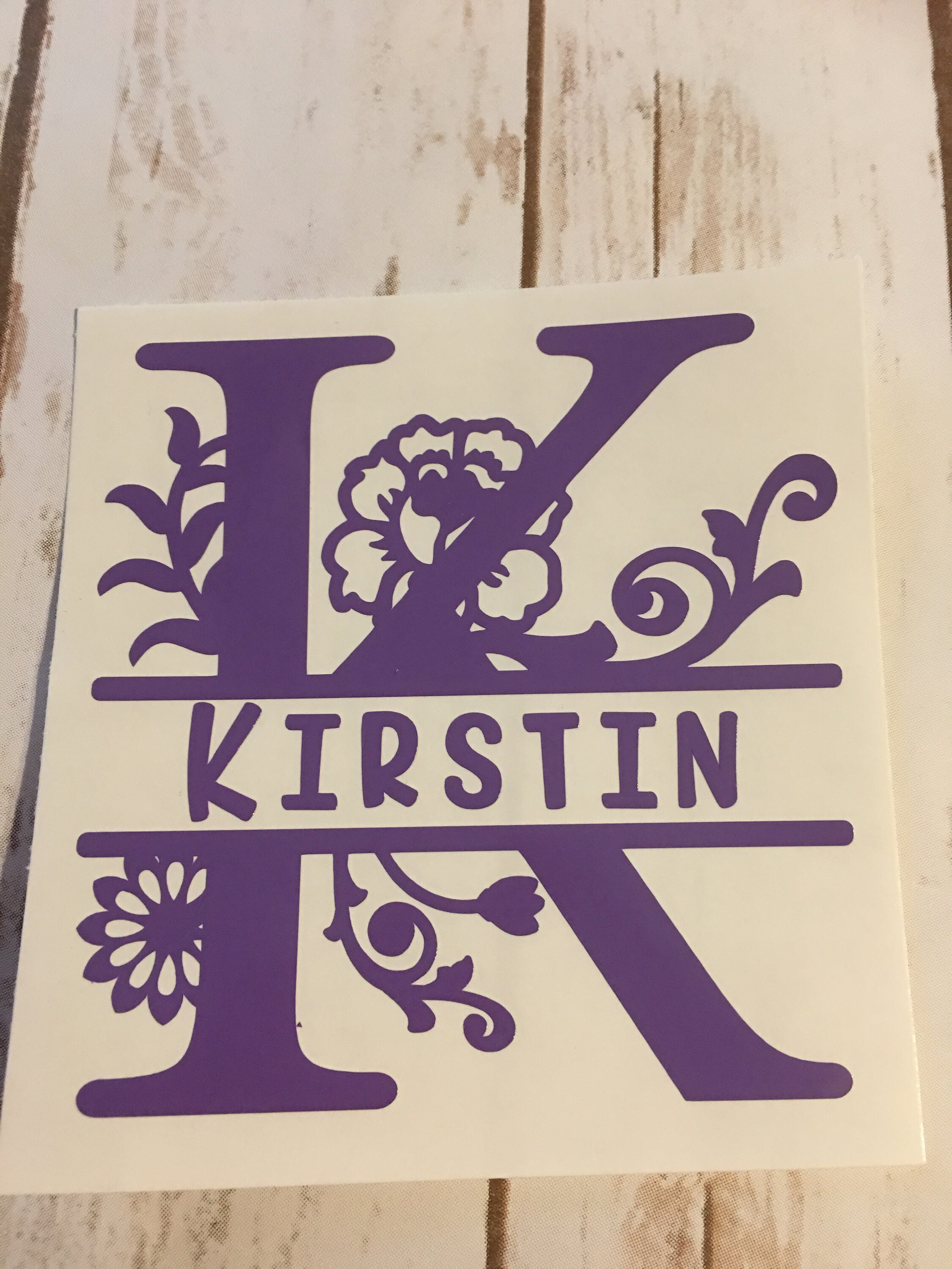 Flower Split Letter Decal Letter With Name Decal Vinyl - Etsy