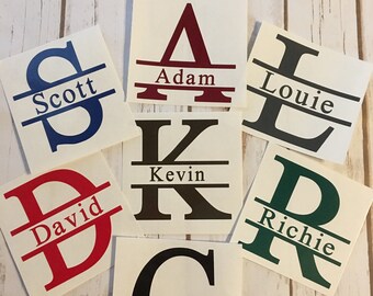 Split Last Name Decal Letter and Name Monogram Decal - Etsy