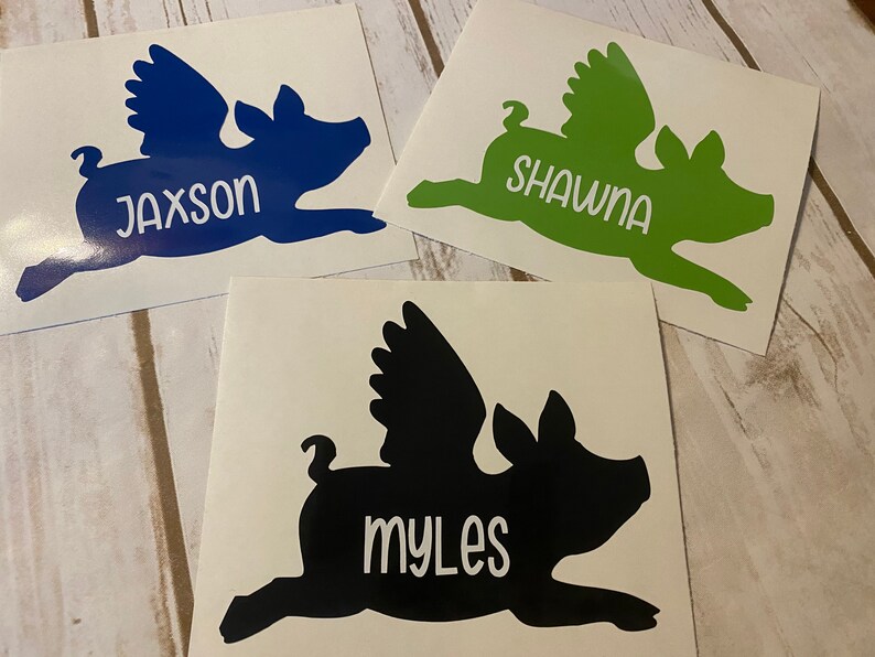 Flying Pig Vinyl Decal Custom Pig Decal Vinyl Decal - Etsy