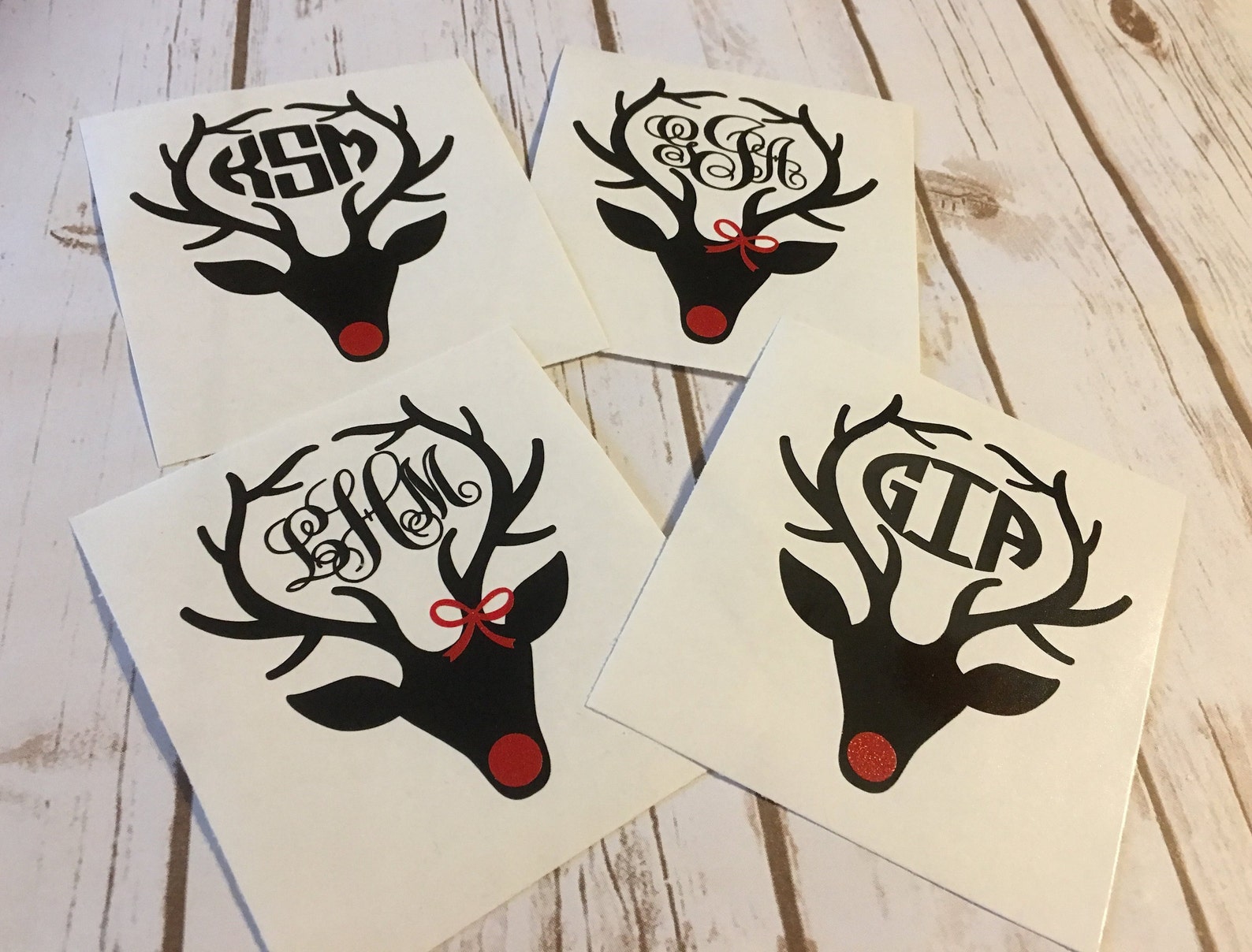 Rudolph Decal Holiday Decal Reindeer Monogram Antler - Etsy