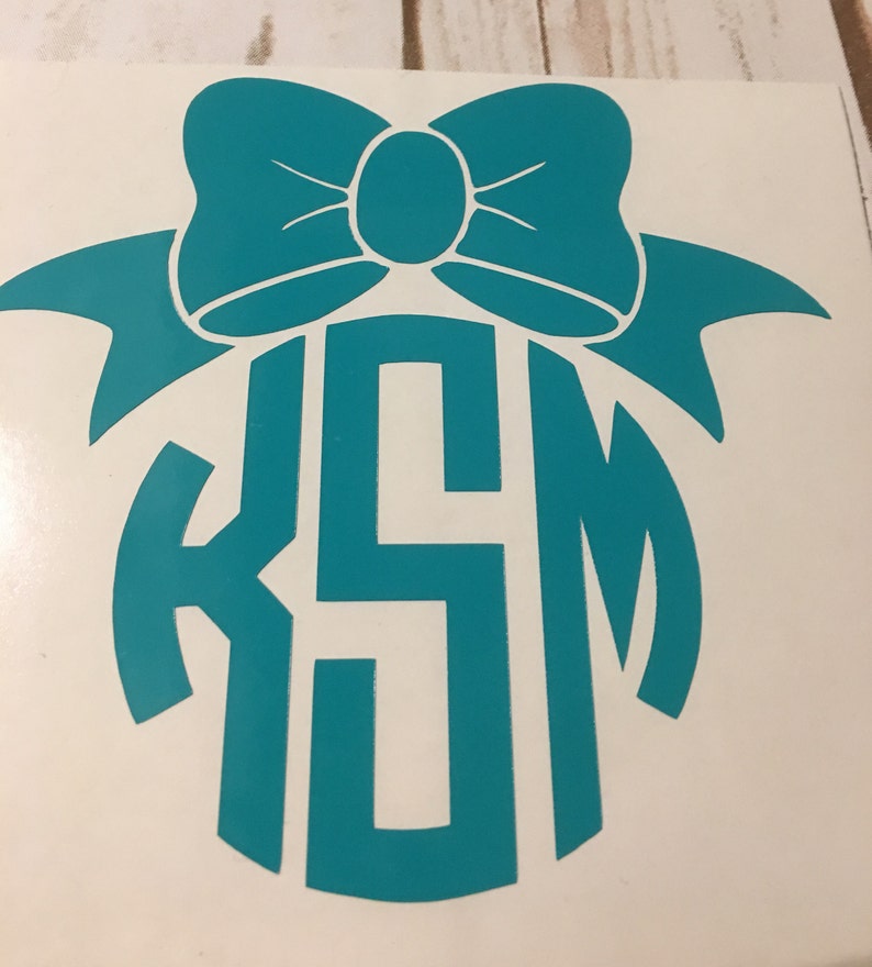 Bow Monogram Decal Monogram Decals Vinyl Personalized | Etsy