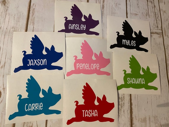 Flying pig vinyl decal custom pig decal vinyl decal | Etsy