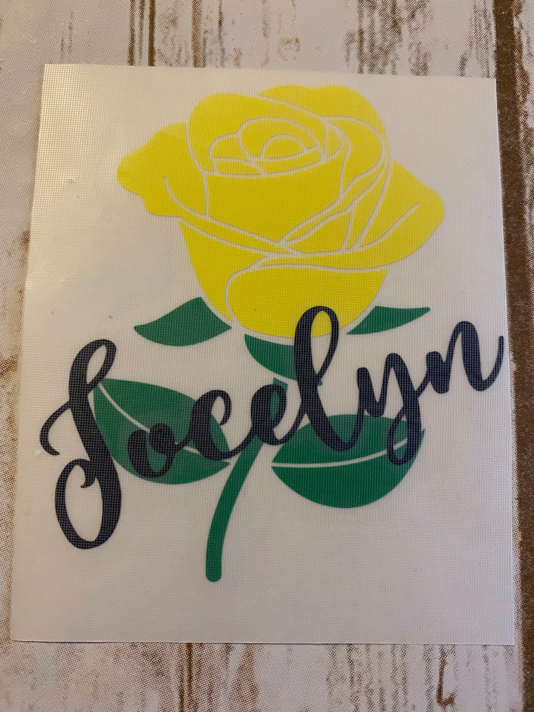 Rose Decal Monogram Decal Personalized Rose Decal | Etsy