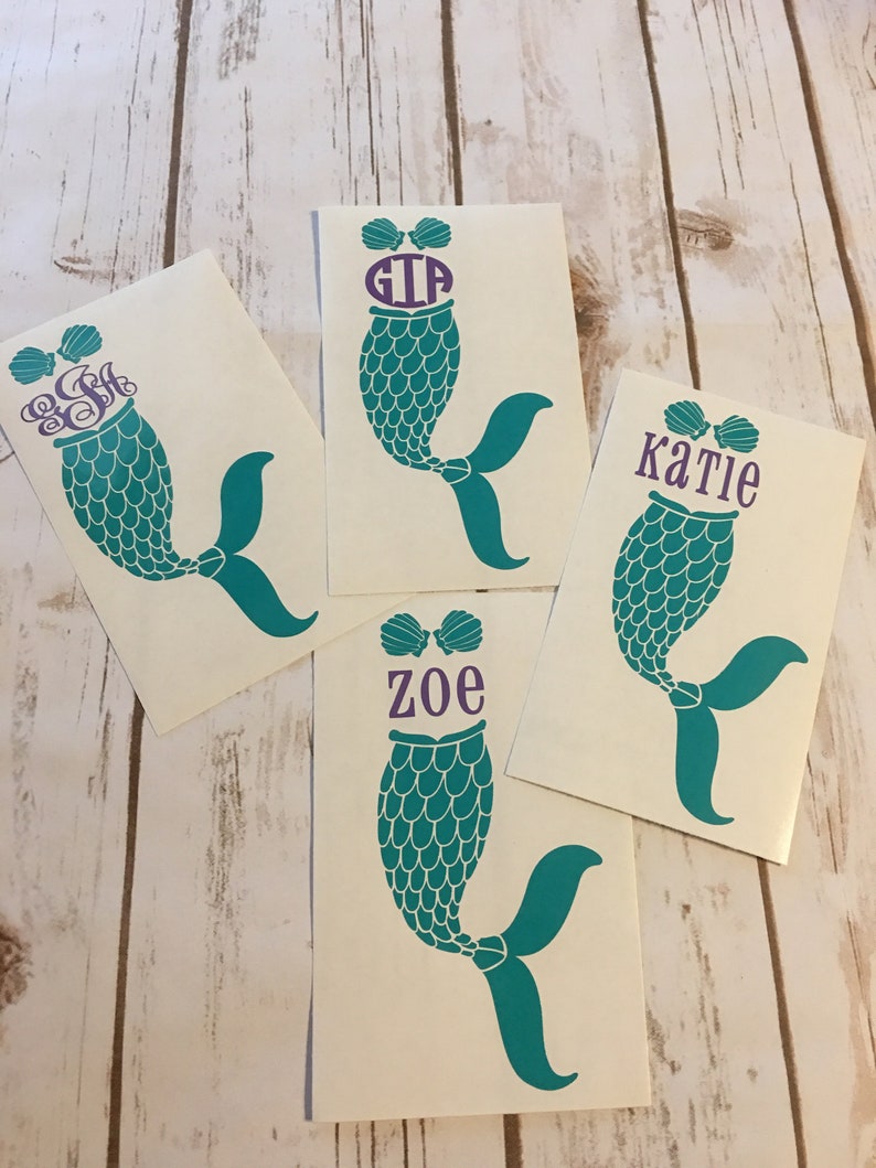 Mermaid Monogram Decal Personalized Mermaid Vinyl Decal - Etsy