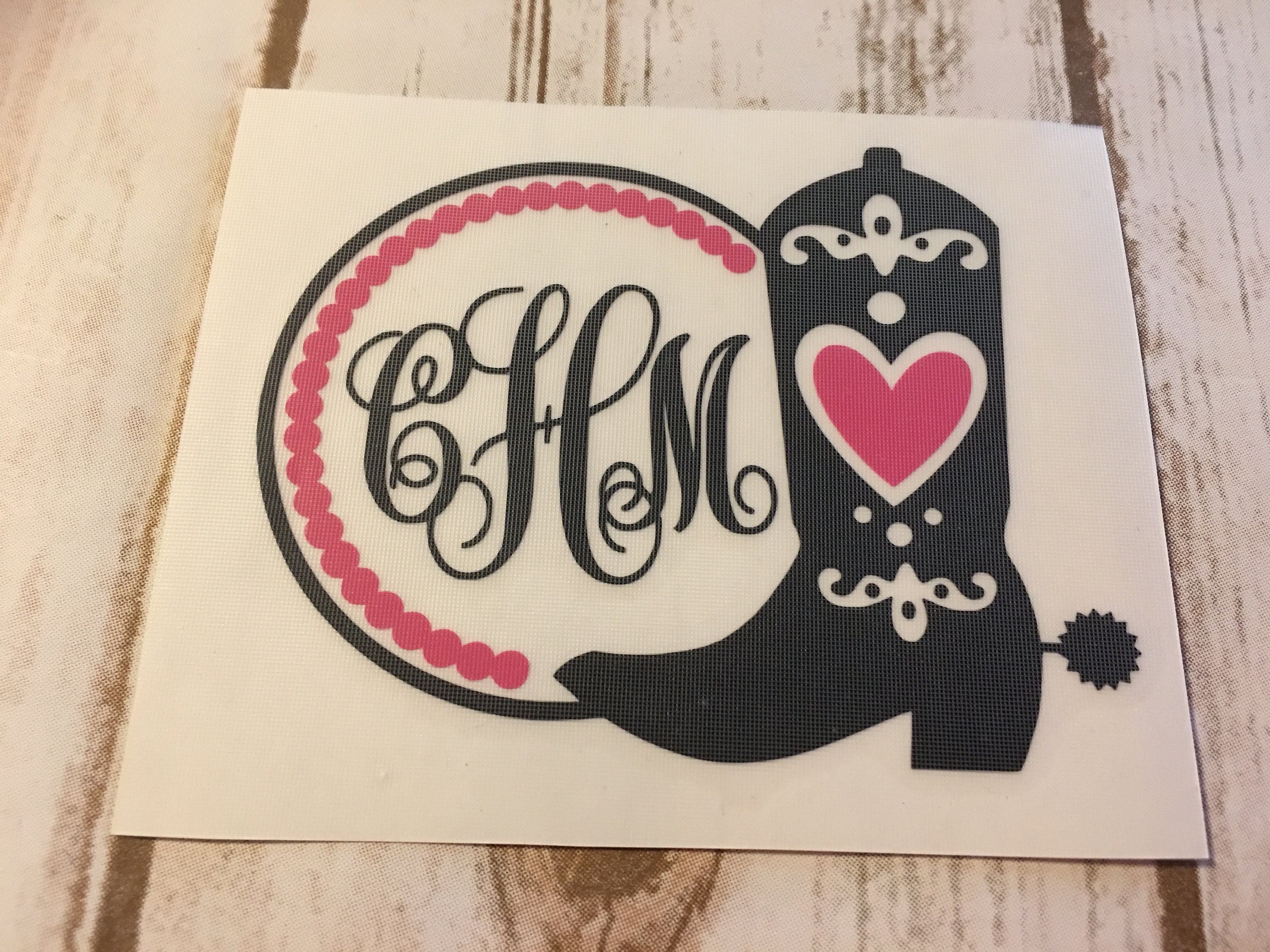 Boot Frame Monogram Cowboy Boot Decal Boot Monogram - Etsy