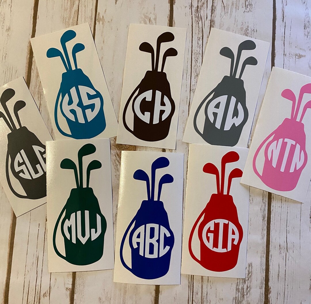 Golf Club Bag Decal - Golf Decal - Tumbler Decal - Monogram Golf Bag ...